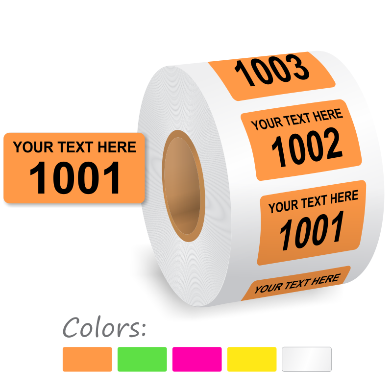 Personalized Color Coded Consecutive Number Labels Roll SKU L 3043P N