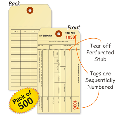 One-Part Inventory Tags - Inventory Count Tags