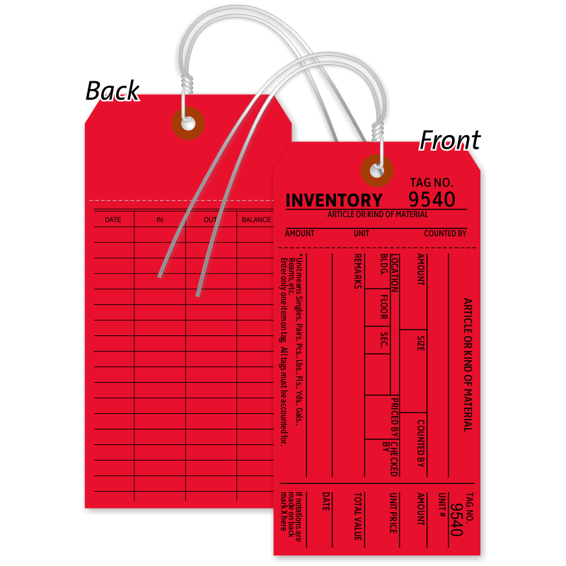 One-Part Inventory Tags - Inventory Count Tags